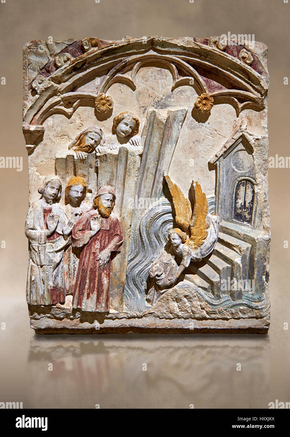Late 13th century Gothic Bas-relief depicting the miracle performed by ...