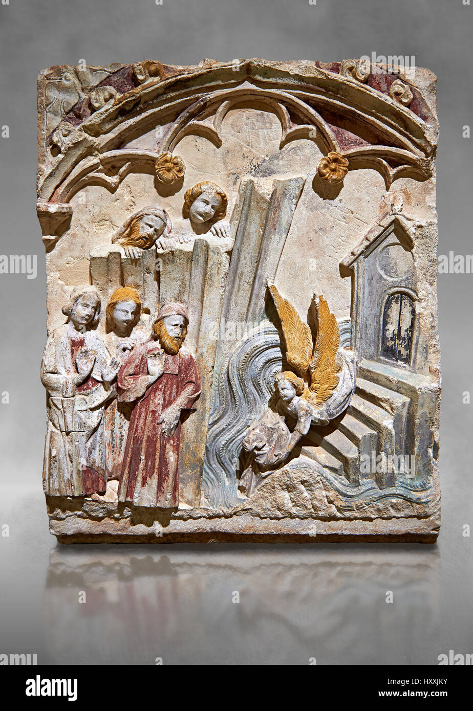 Late 13th century Gothic Bas-relief depicting the miracle performed by ...