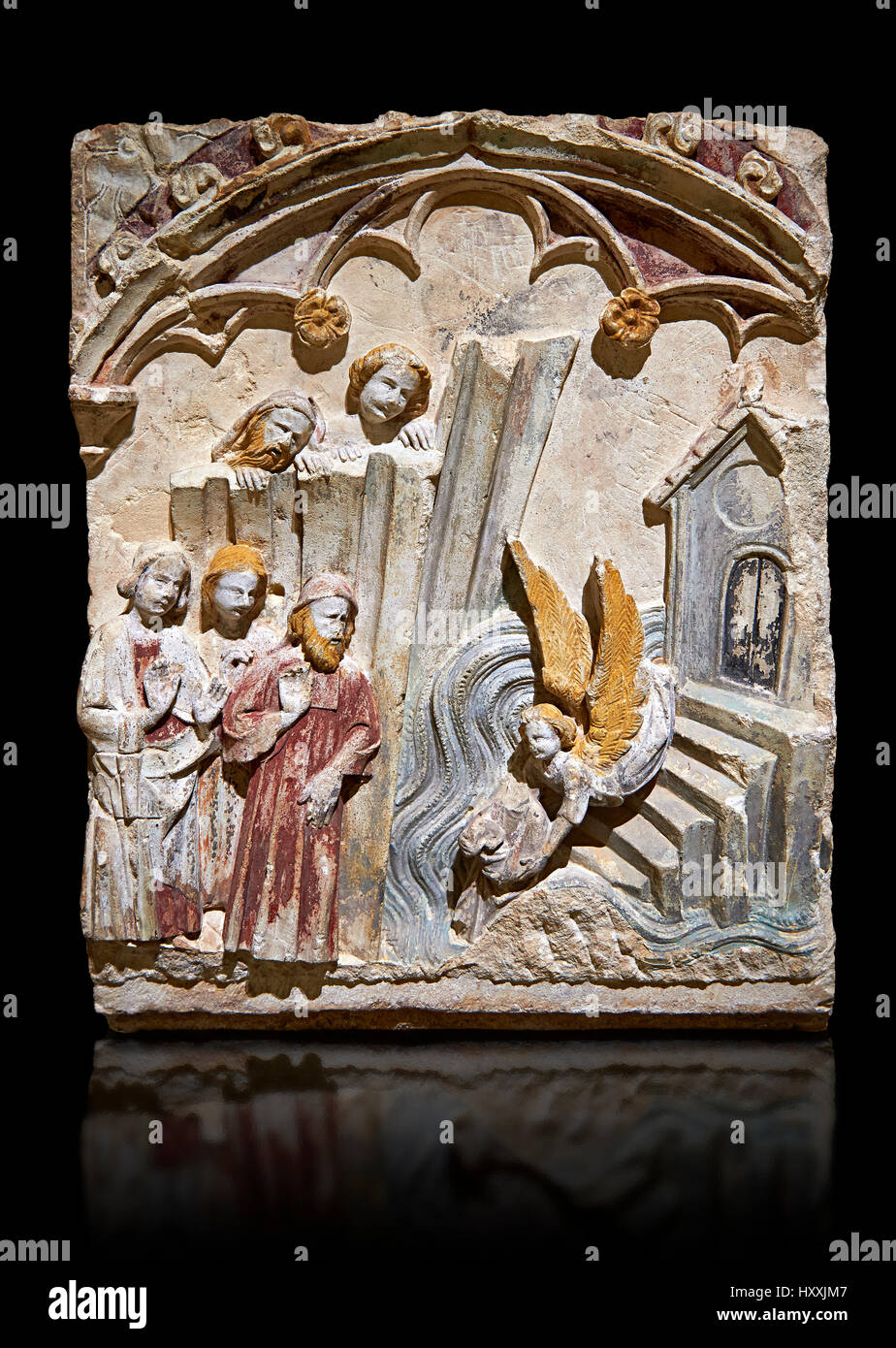 Late 13th century Gothic Bas-relief depicting the miracle performed by ...