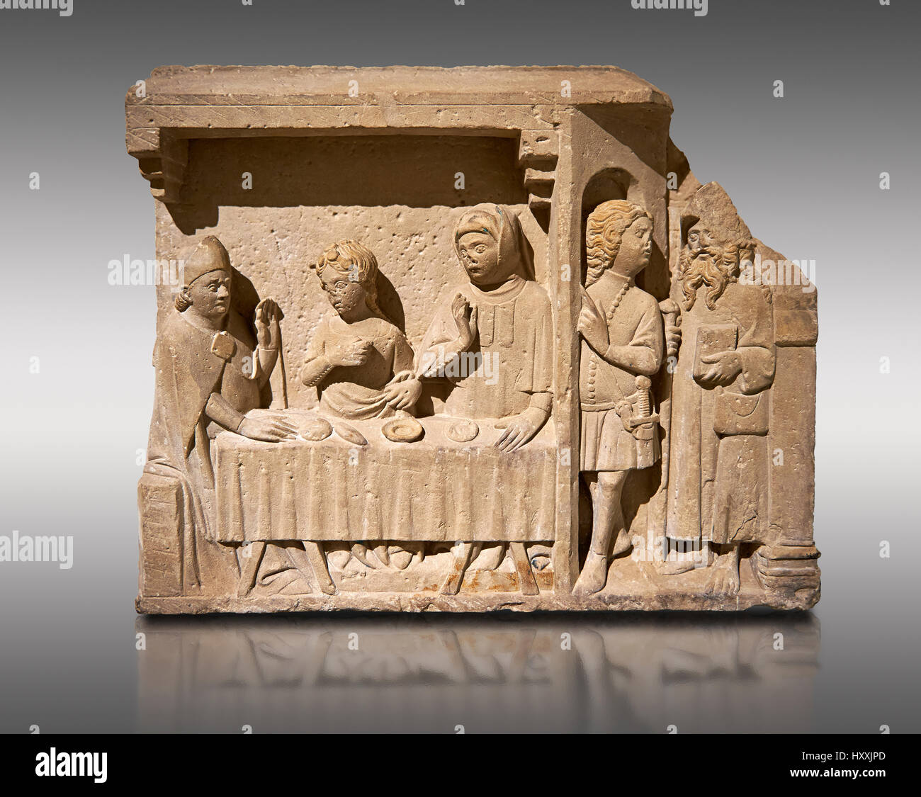 Gothic stone carving of St. Andrew Bishop.14th century, Bartomeu de ...