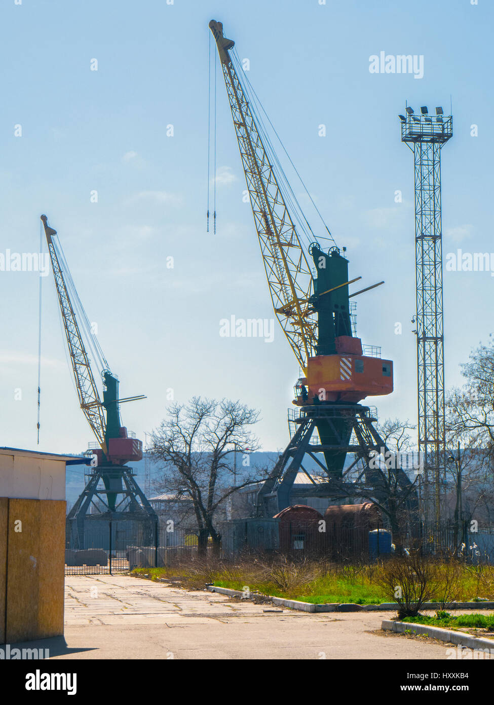 The big cranes at the sea port Stock Photo - Alamy