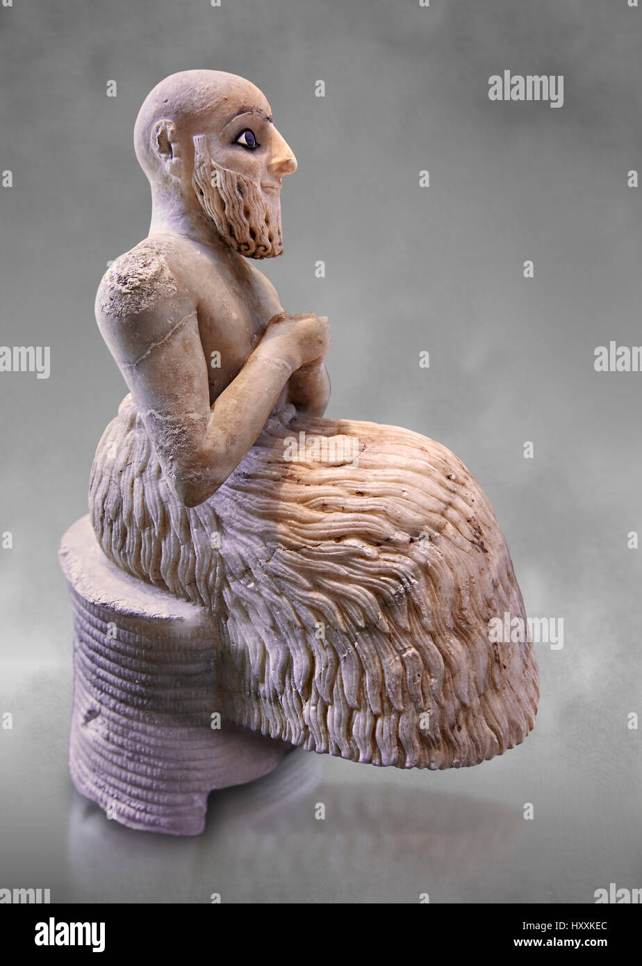 Gypsum, schist, shells and lapis lazuli statue of Ebih-Il, c. 2340 BC ...