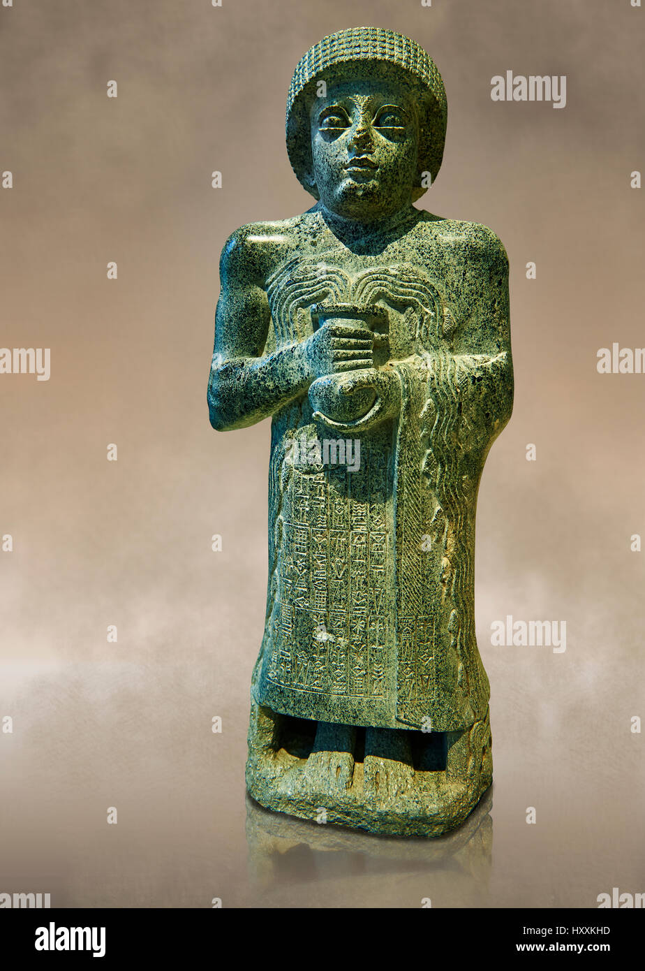 Diorite statue of Guidea who ruled Lagash from around 2150 BC. The ...