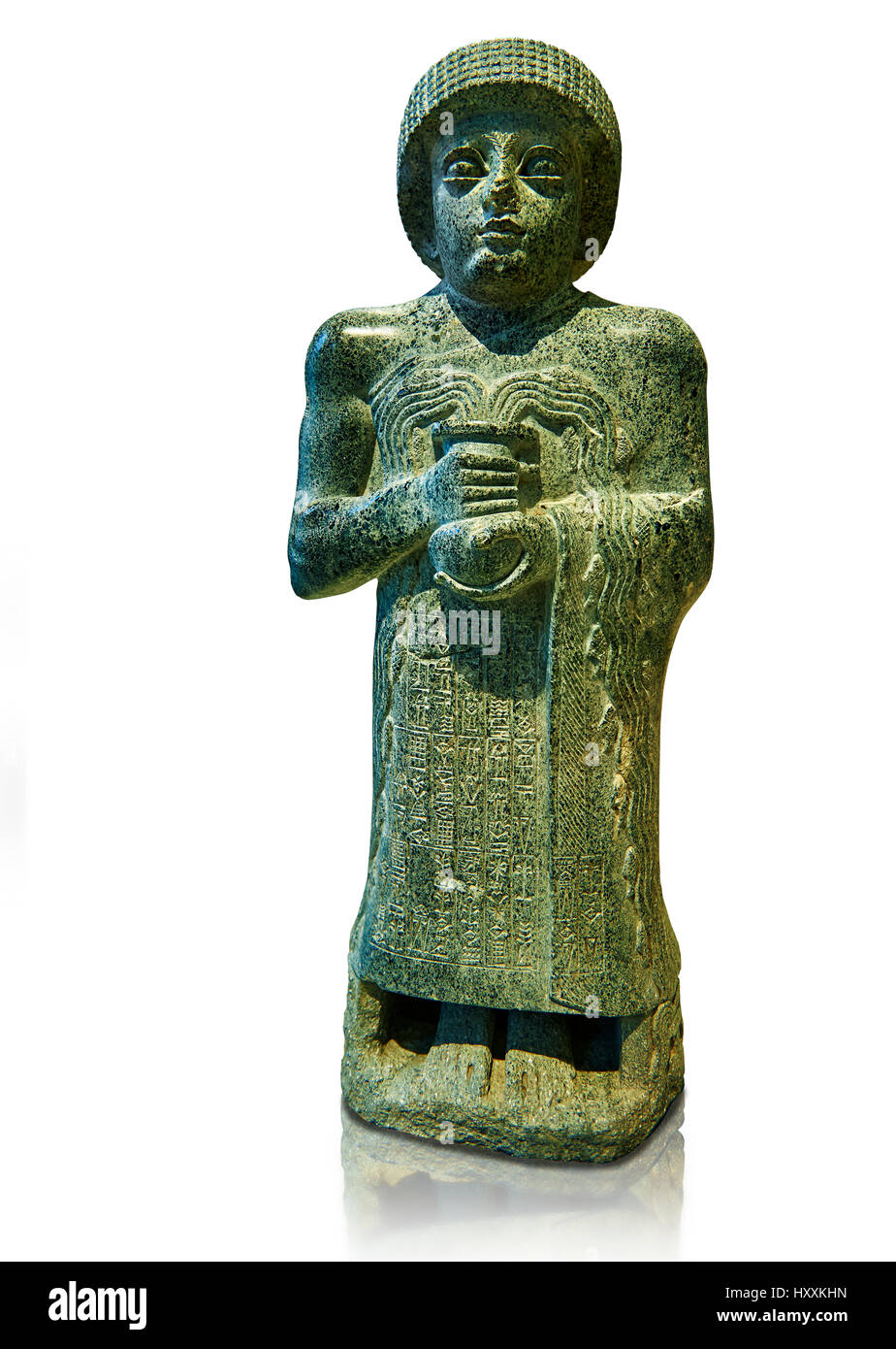 Diorite statue of Guidea who ruled Lagash from around 2150 BC. The ...