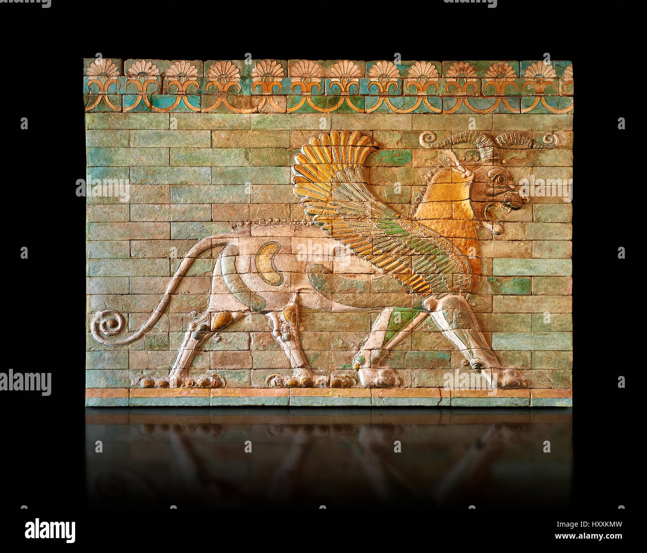 Glazed terracotta tiled panels depicting mythical Griffins. Reign of ...