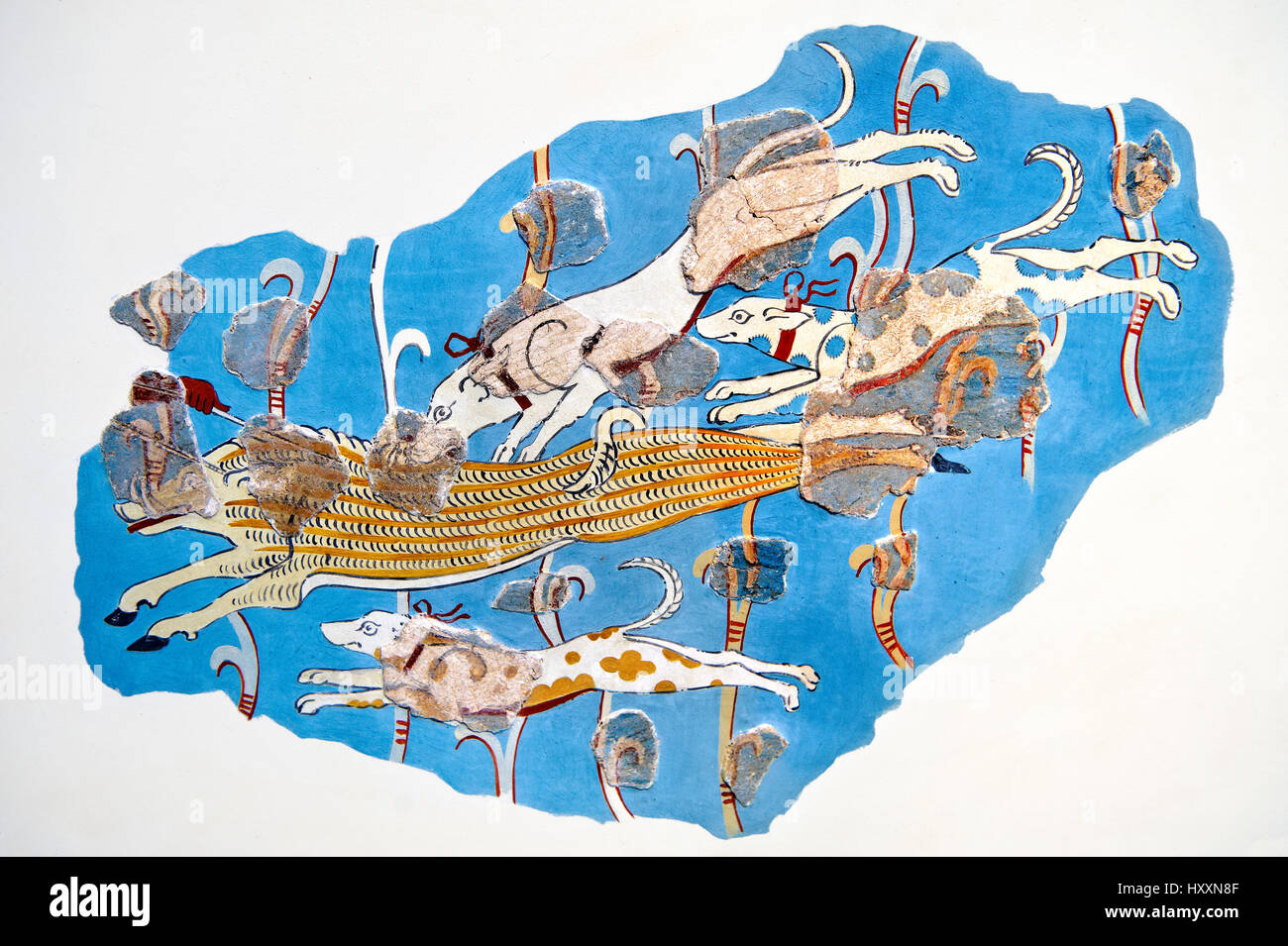 Mycenaean Fresco wall painting of a Wild Boar Hunt from the Tiryns ...