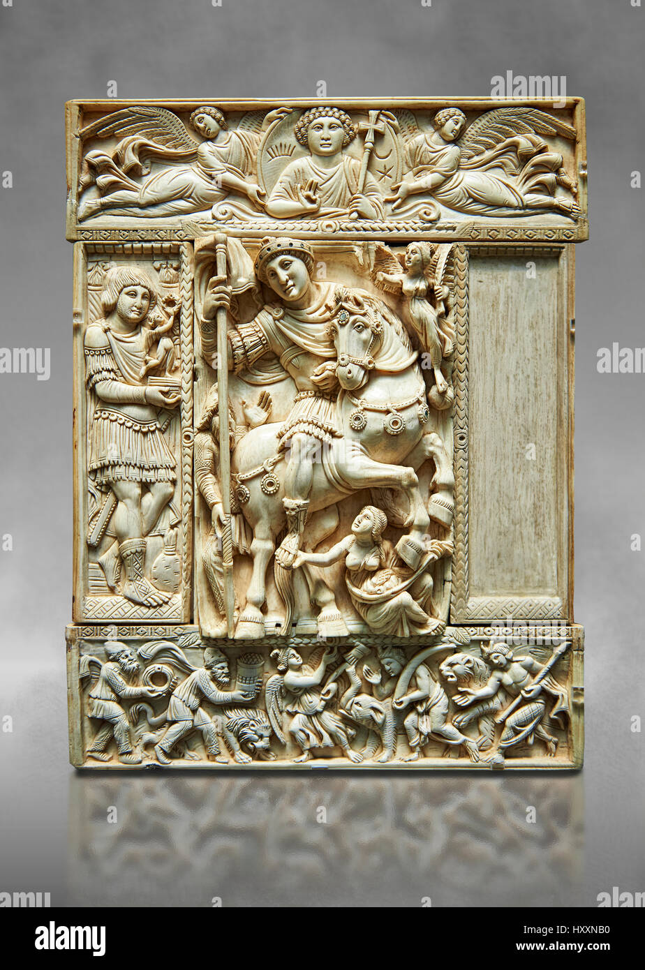 Medieval ivory diptych relief panel probably depicting Emperor ...