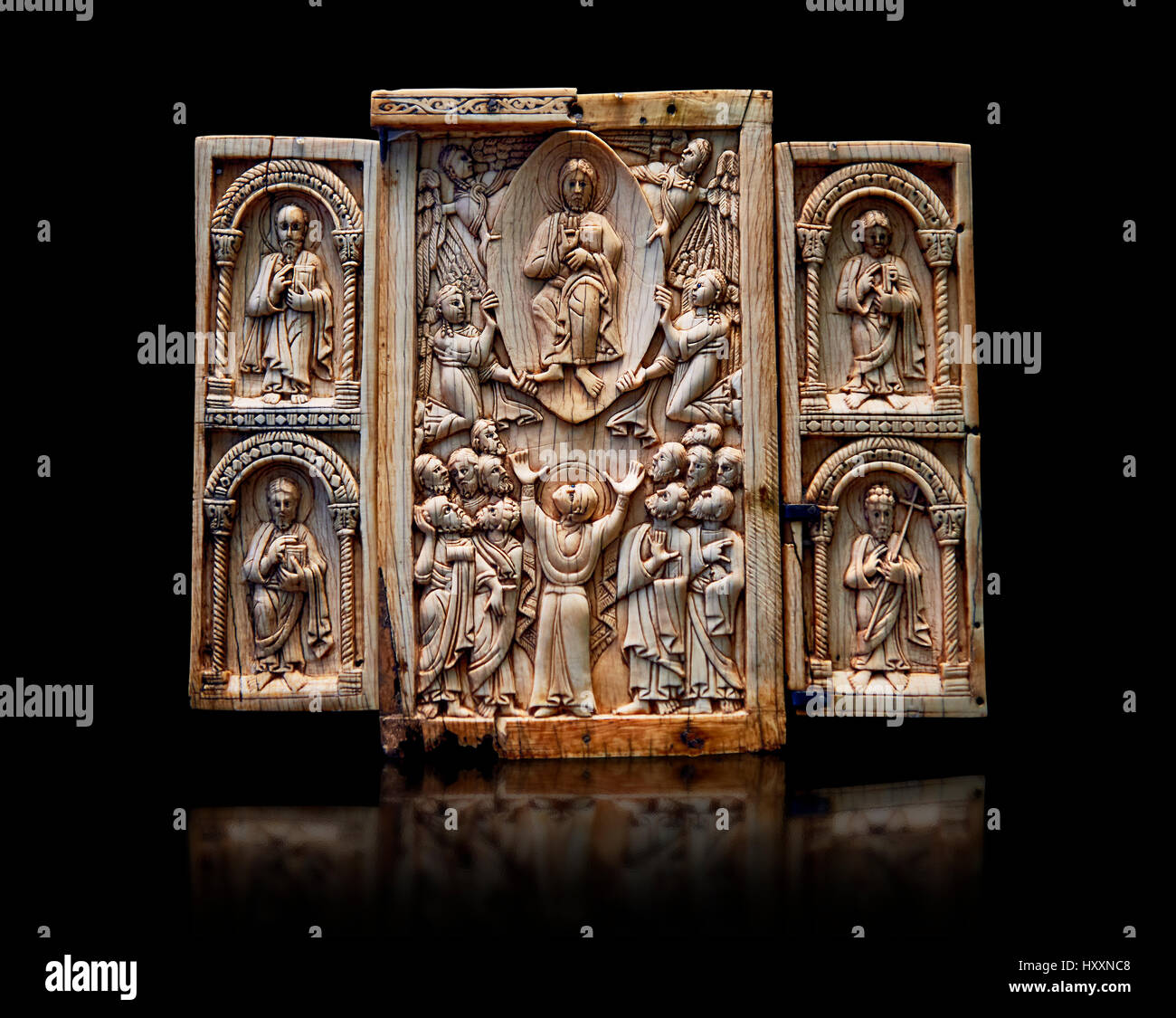 Medieval ivory Triptych relief panel depicting the Ascension, end of ...