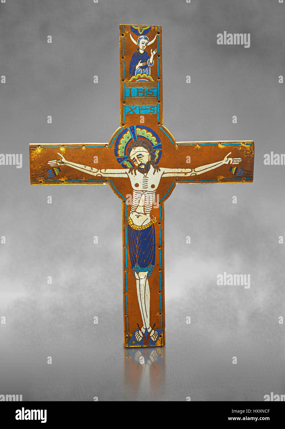 Medieval enamelled crucifix, circa end of 12th century from Limoges ...
