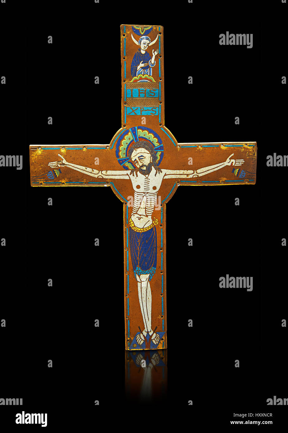 Medieval enamelled crucifix, circa end of 12th century from Limoges ...