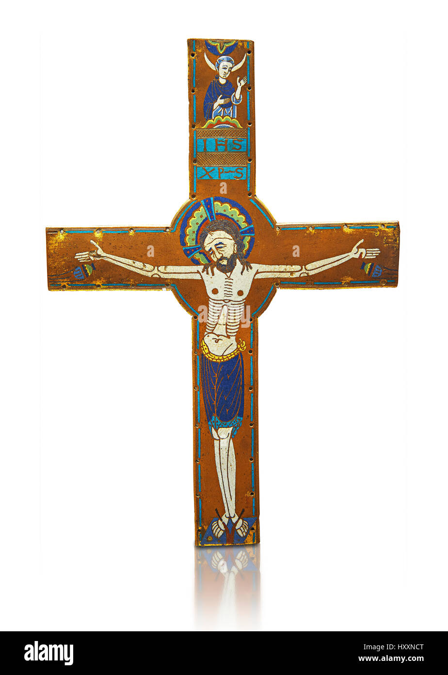 Medieval enamelled crucifix, circa end of 12th century from Limoges ...