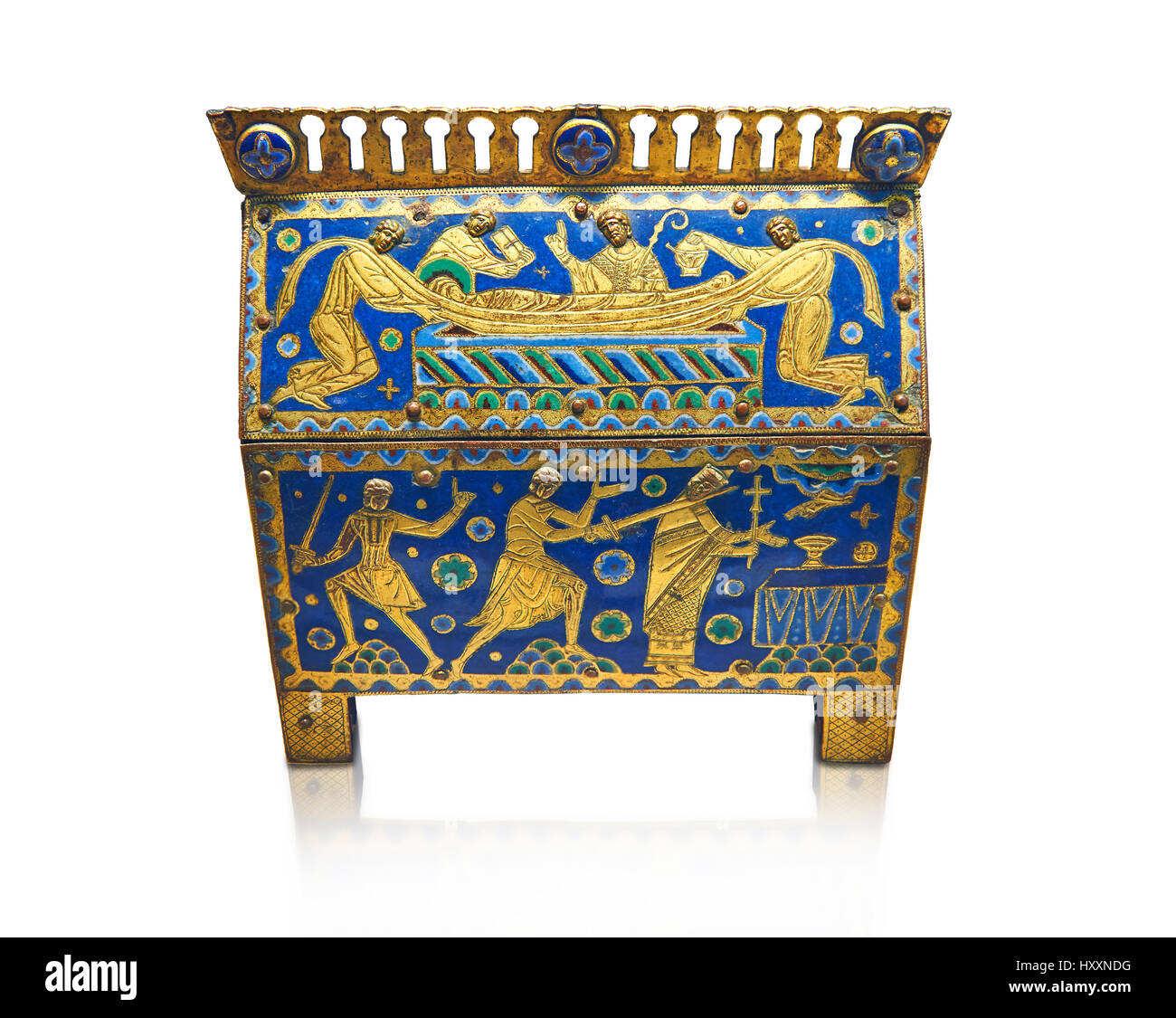 Medieval enamelled box depicting the martyrdom of Saint Thomas Becket ...