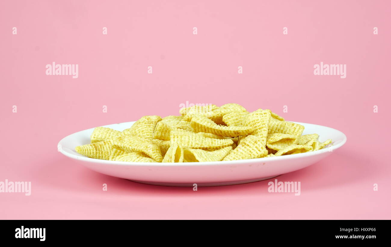 Corn snack, American style. The triangle snack made from some corn ...