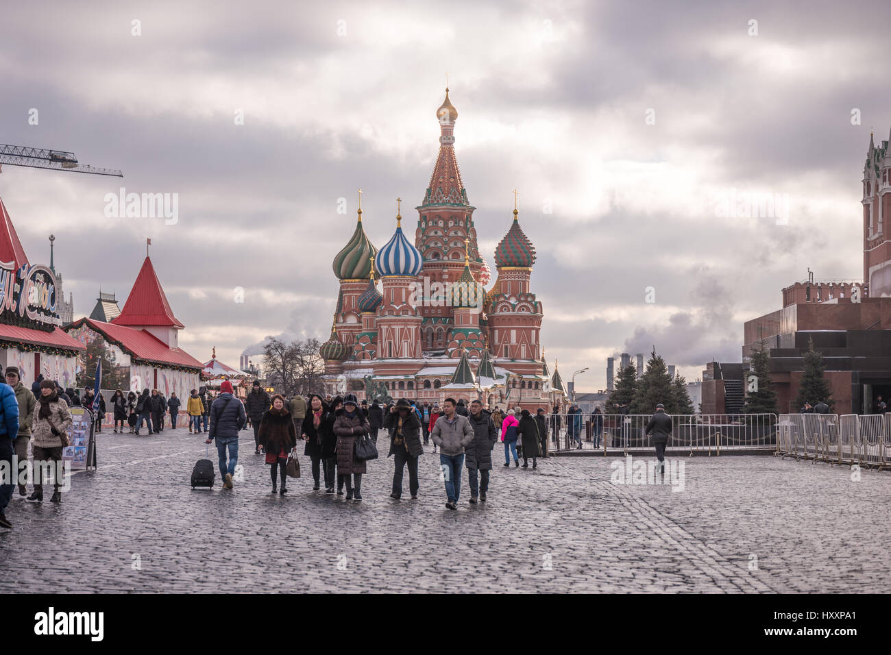 Red Square in Moscow, Russia, with holiday market and traditional ...