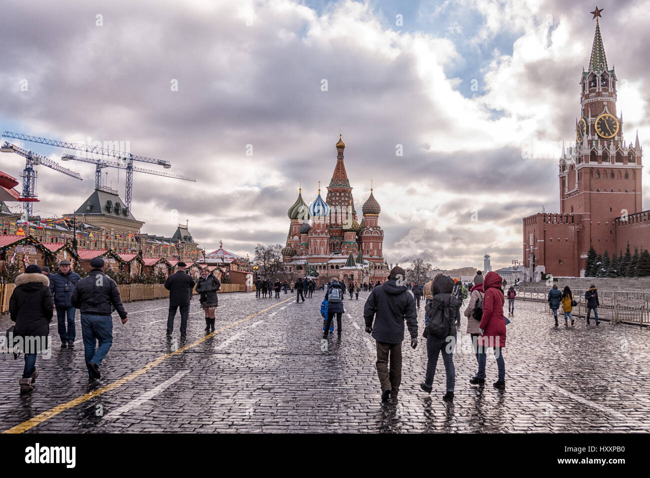 Red Square in Moscow, Russia, with holiday market and traditional ...