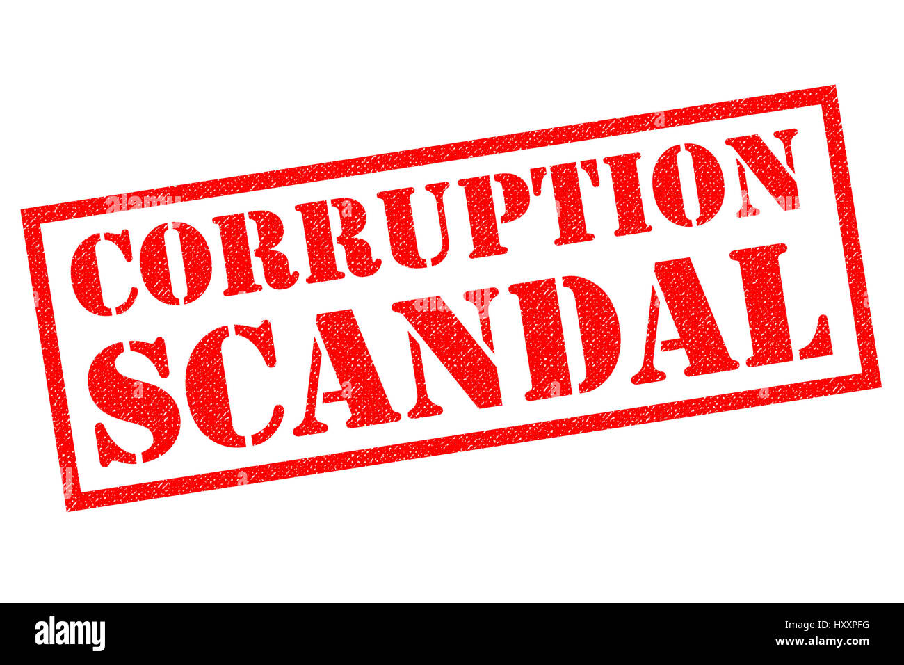 CORRUPTION SCANDAL red Rubber Stamp over a white background Stock Photo ...