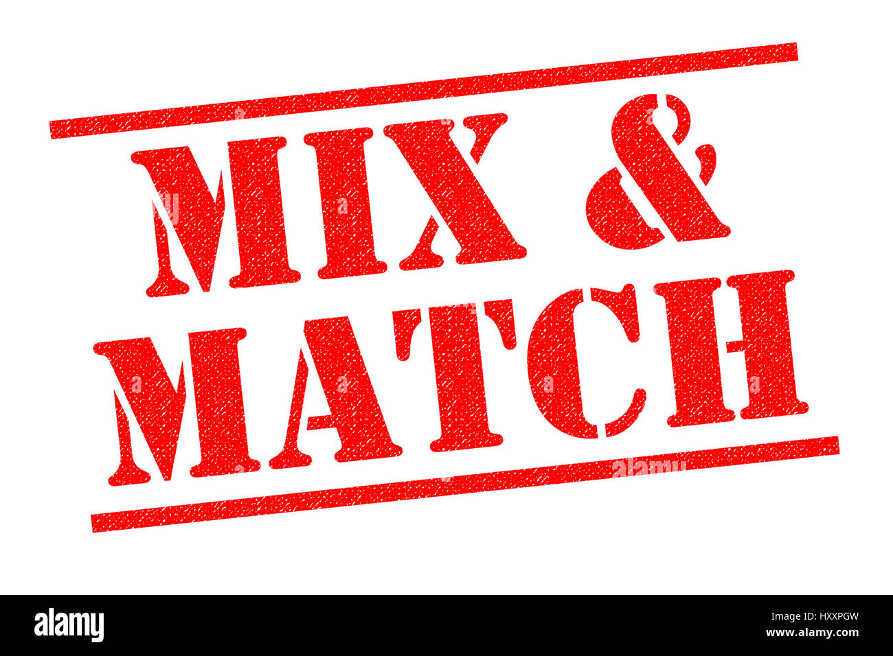 MIX AND MATCH red Rubber Stamp over a white background Stock Photo - Alamy