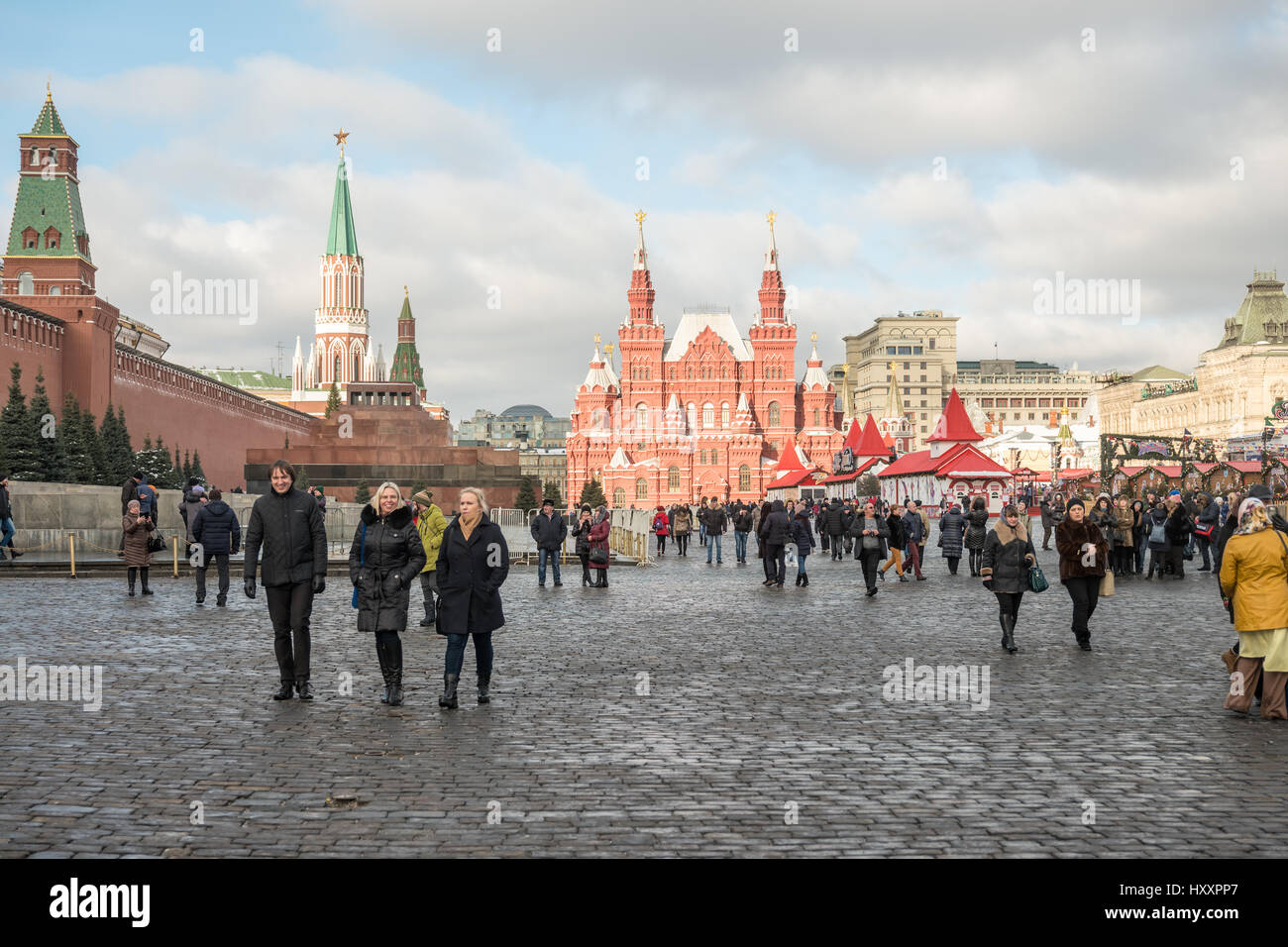 Red Square in Moscow, Russia, with holiday market and traditional ...