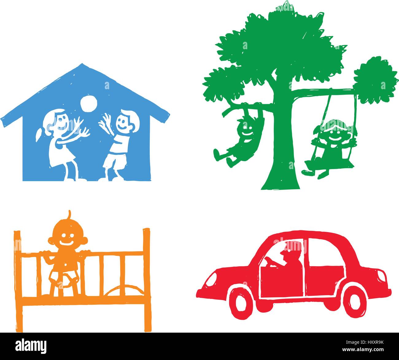 Colourful Family Scenes. Vector Illustration Stock Vector Image & Art ...