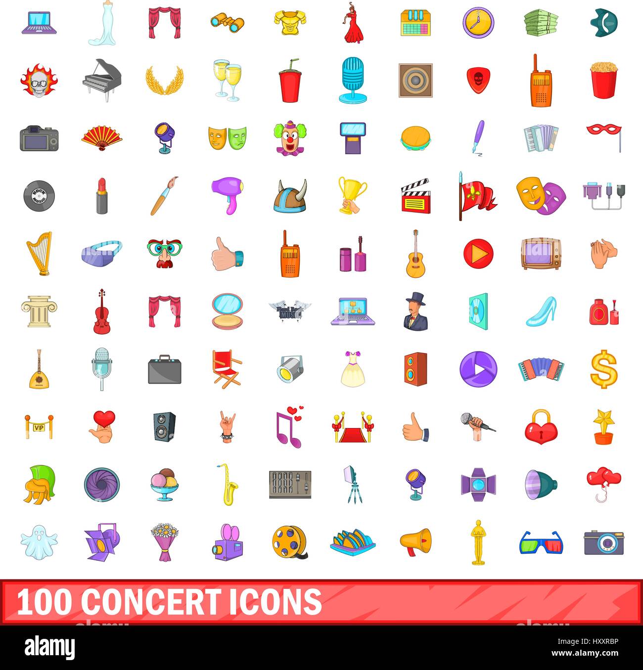 100 concert icons set, cartoon style Stock Vector Image & Art - Alamy