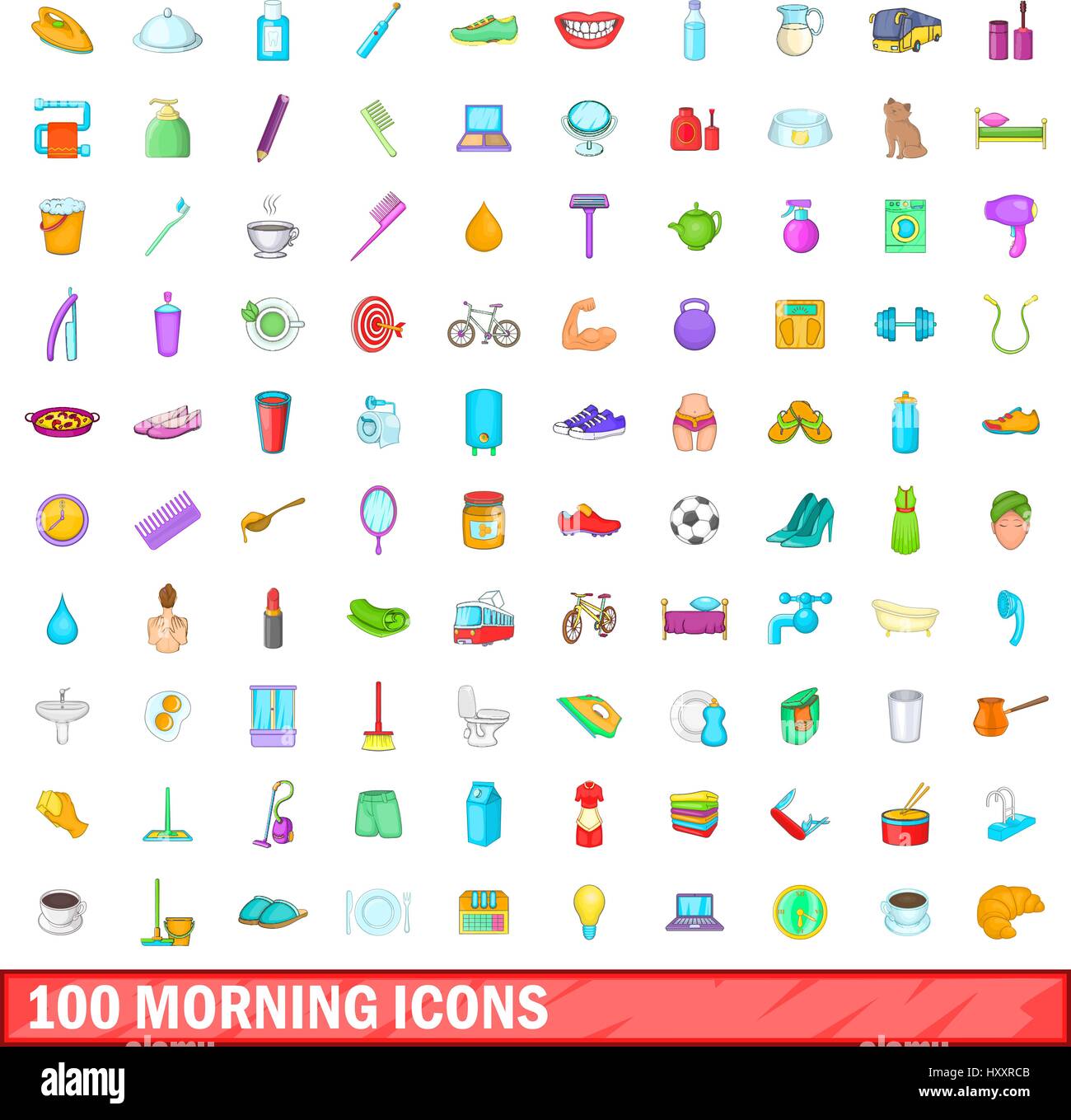 100 morning icons set, cartoon style Stock Vector Image & Art - Alamy