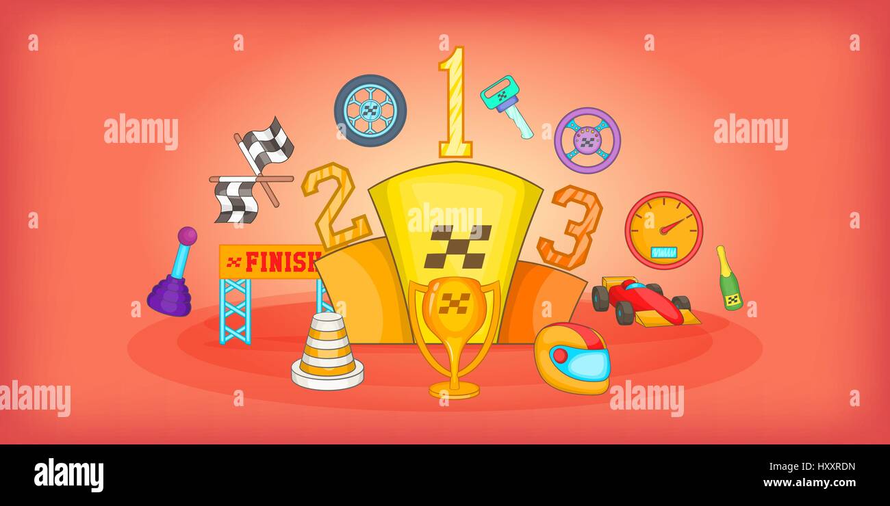 Sport race signs horizontal banner, cartoon style Stock Vector Image ...