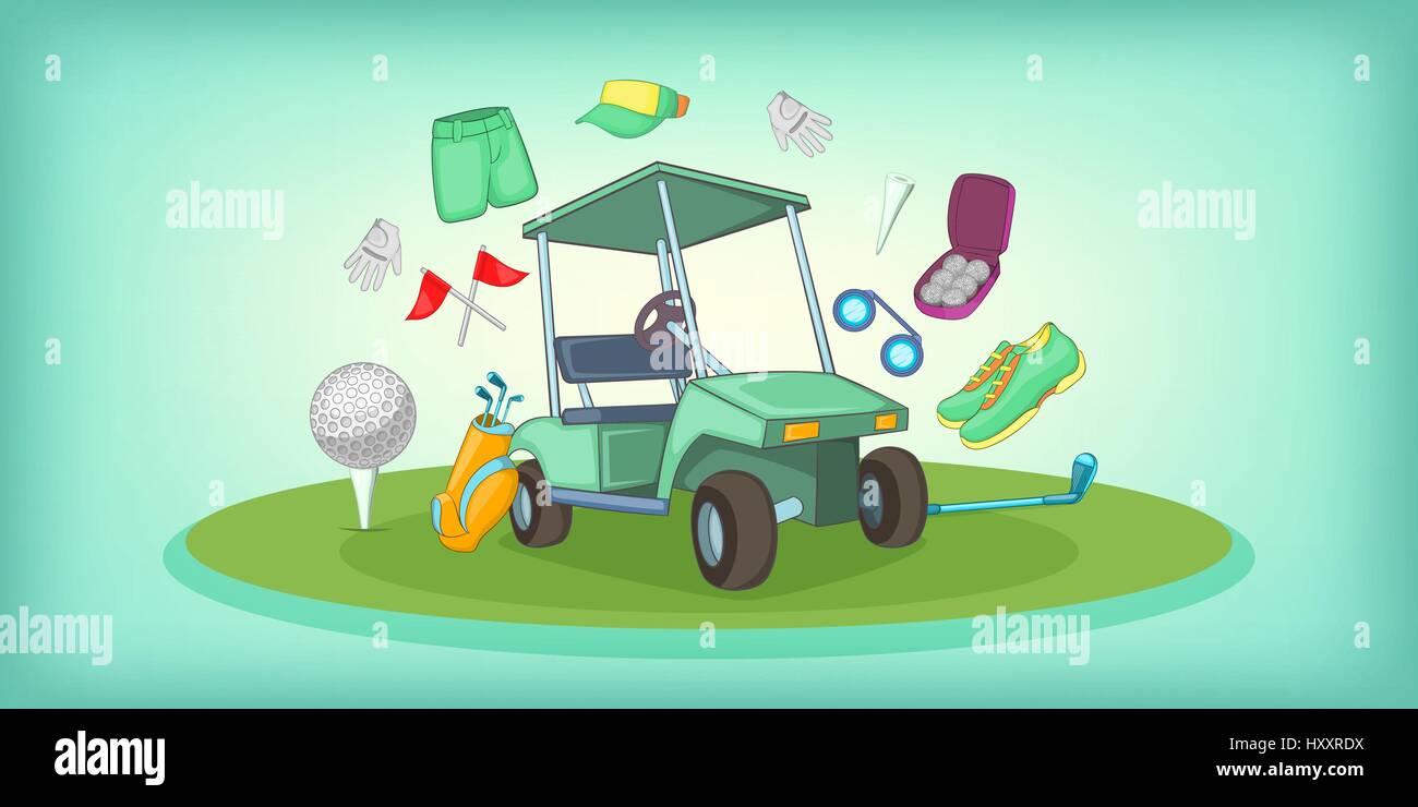 Golf symbols horizontal banner, cartoon style Stock Vector Image & Art ...