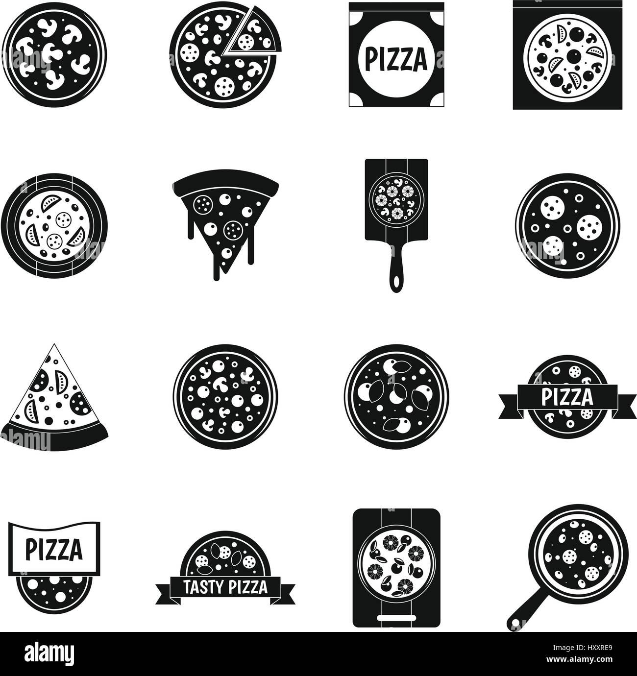 Pizza icons set food, simple style Stock Vector Image & Art - Alamy