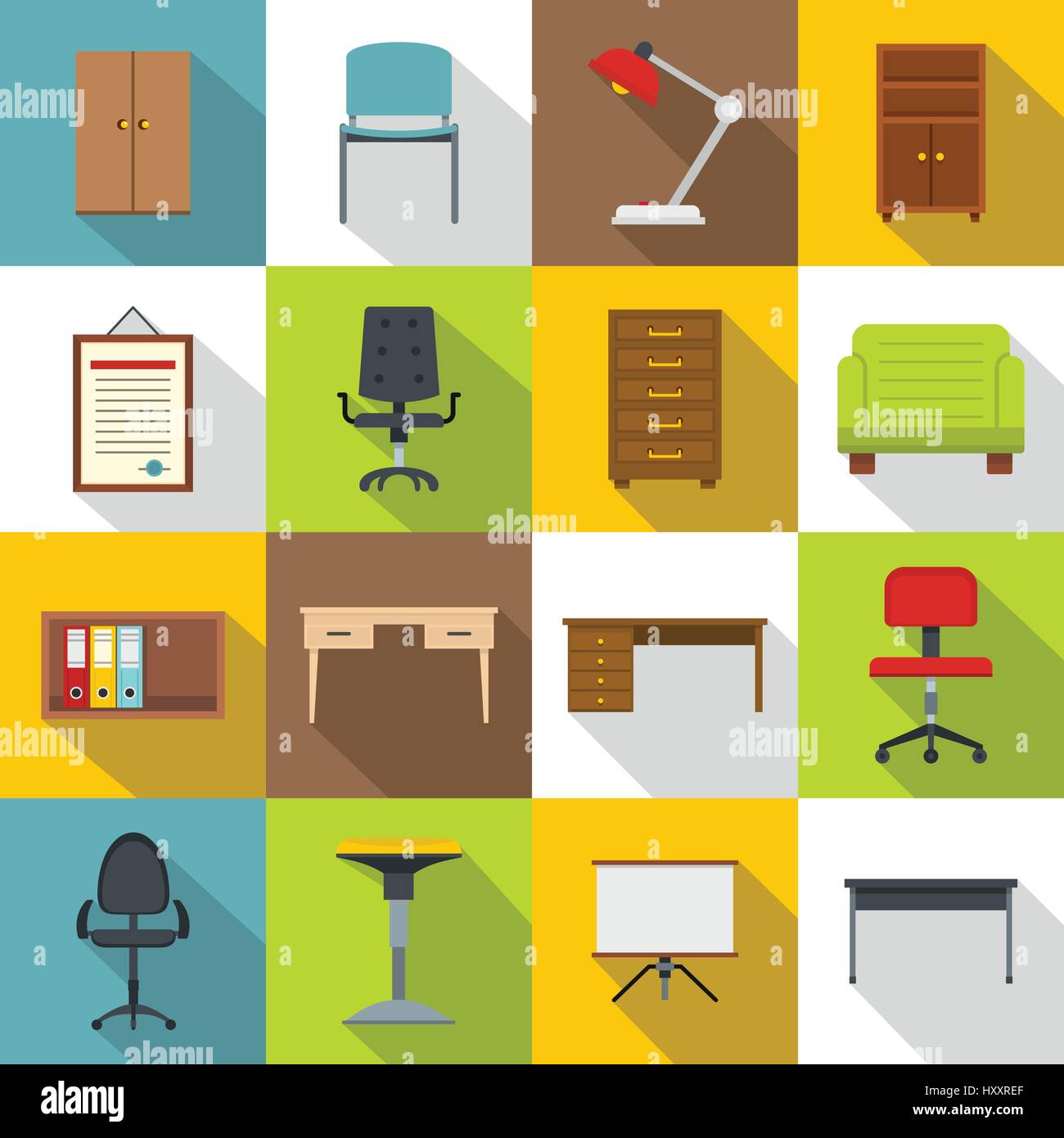 Office Furniture Vector Office Furniture Icons Set, Isometric Style