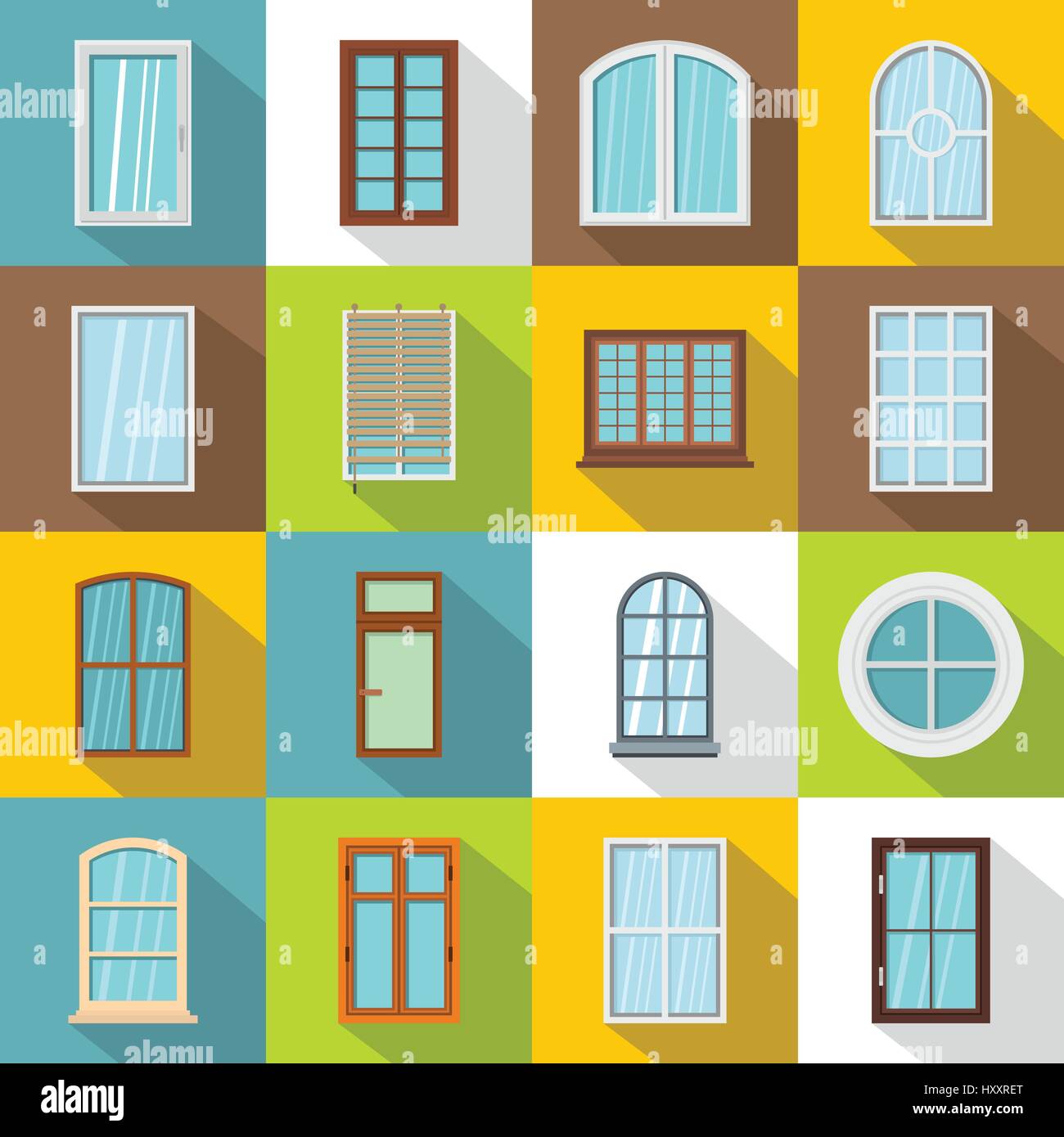 Plastic window forms icons set, flat style Stock Vector Image & Art - Alamy