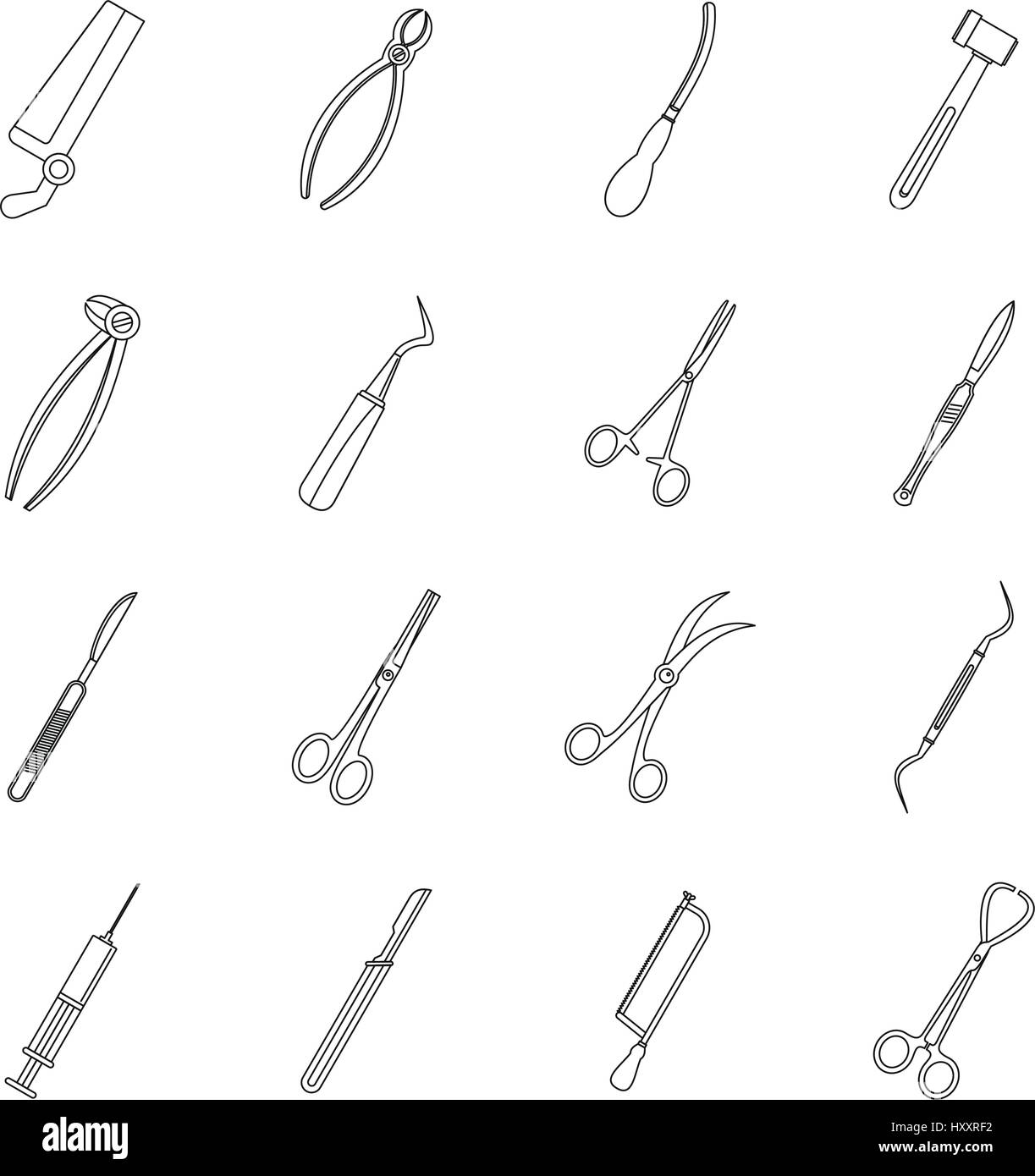 Surgeons tools icons set, outline style Stock Vector Image & Art - Alamy