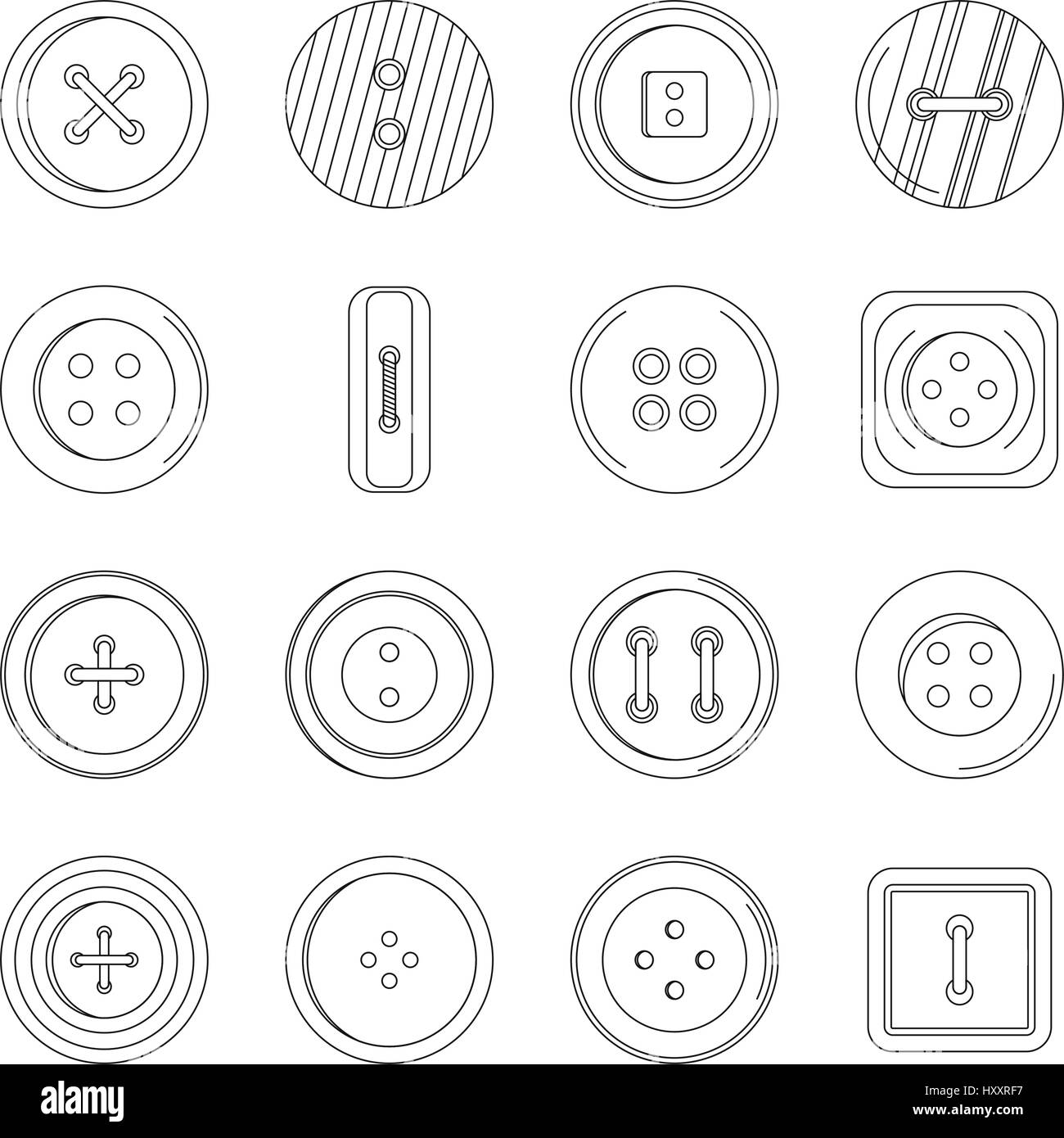 Clothes button icons set, outline style Stock Vector Image & Art - Alamy