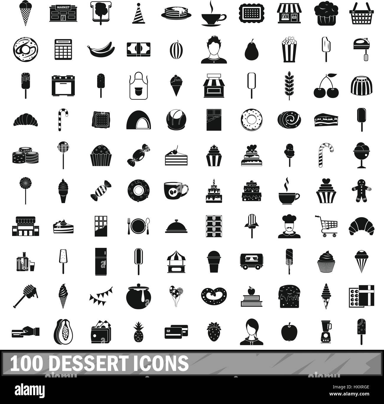 100 dessert icons set, simple style Stock Vector Image & Art - Alamy