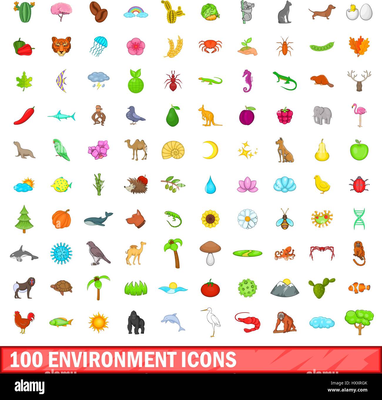 100 environment icons set, cartoon style Stock Vector Image & Art - Alamy