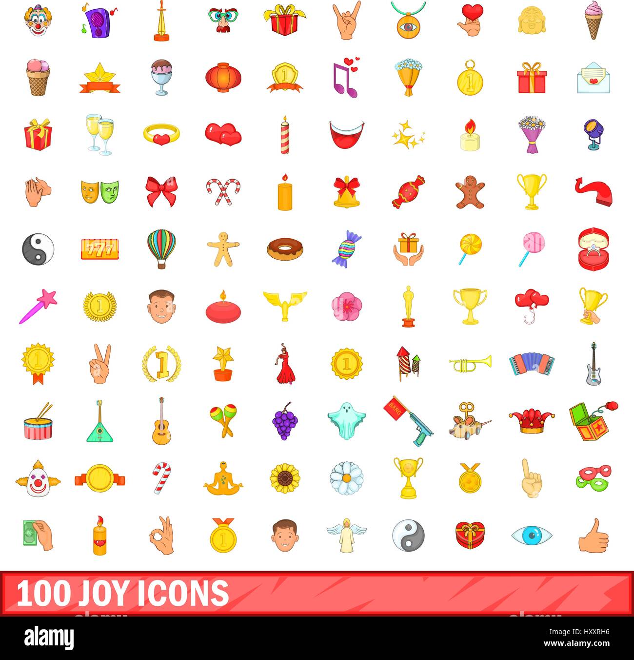 100 joy icons set, cartoon style Stock Vector Image & Art - Alamy