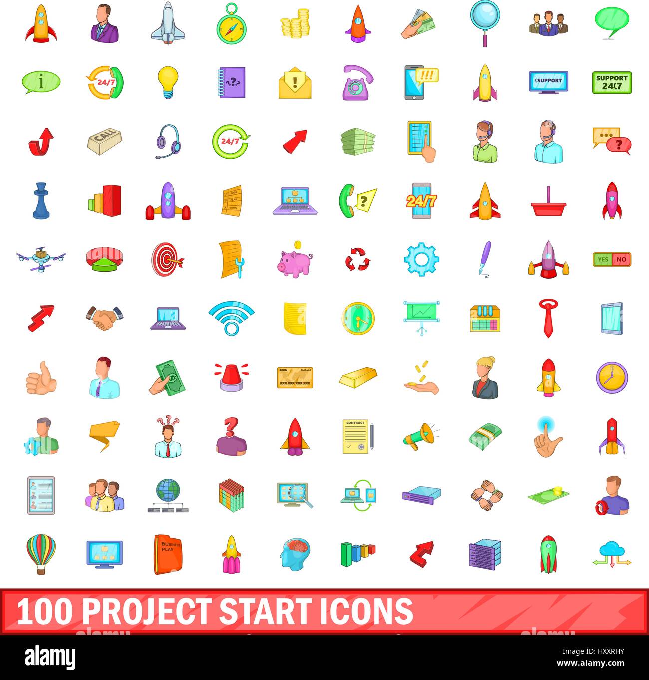 100 project start icons set, cartoon style Stock Vector Image & Art - Alamy