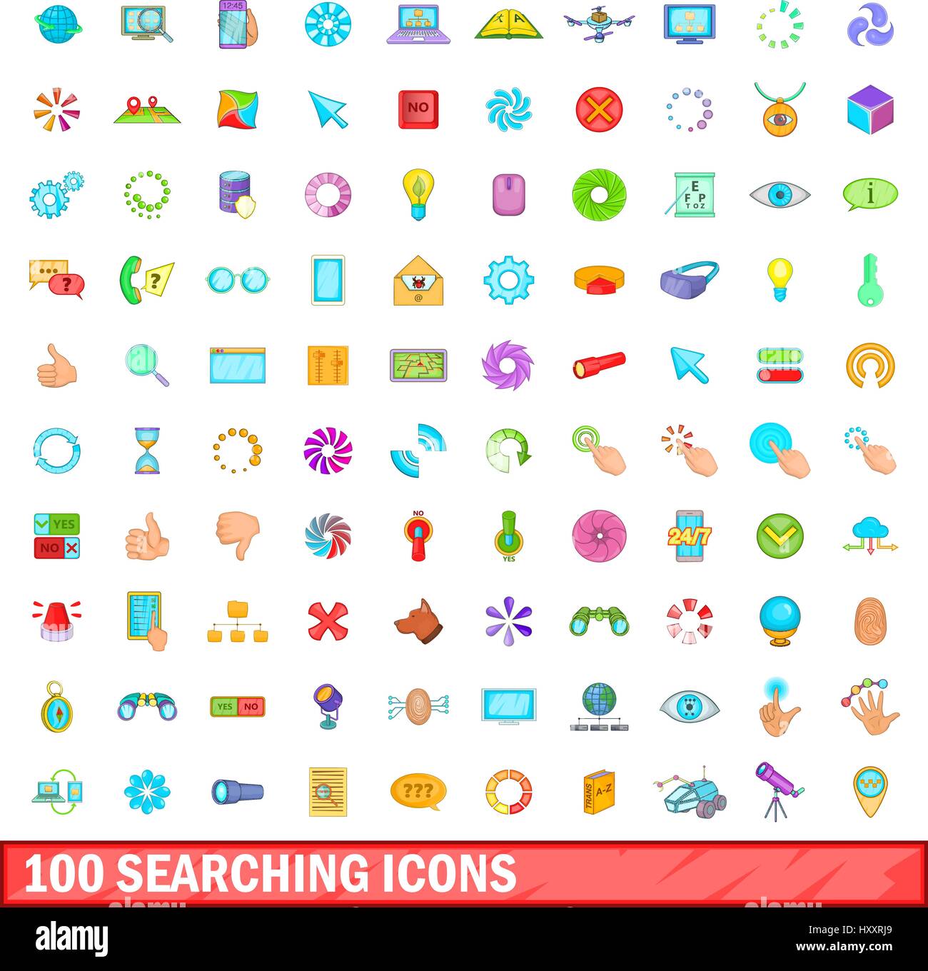 100 searching icons set, cartoon style Stock Vector Image & Art - Alamy