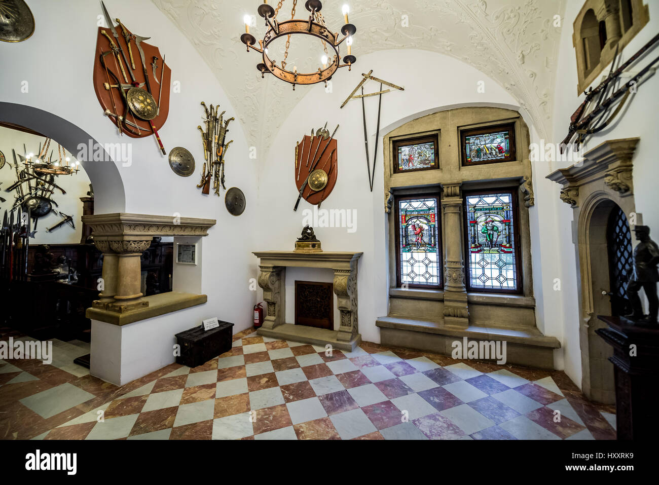 Small Armory Hall in Peles Palace, former royal castle, built between ...