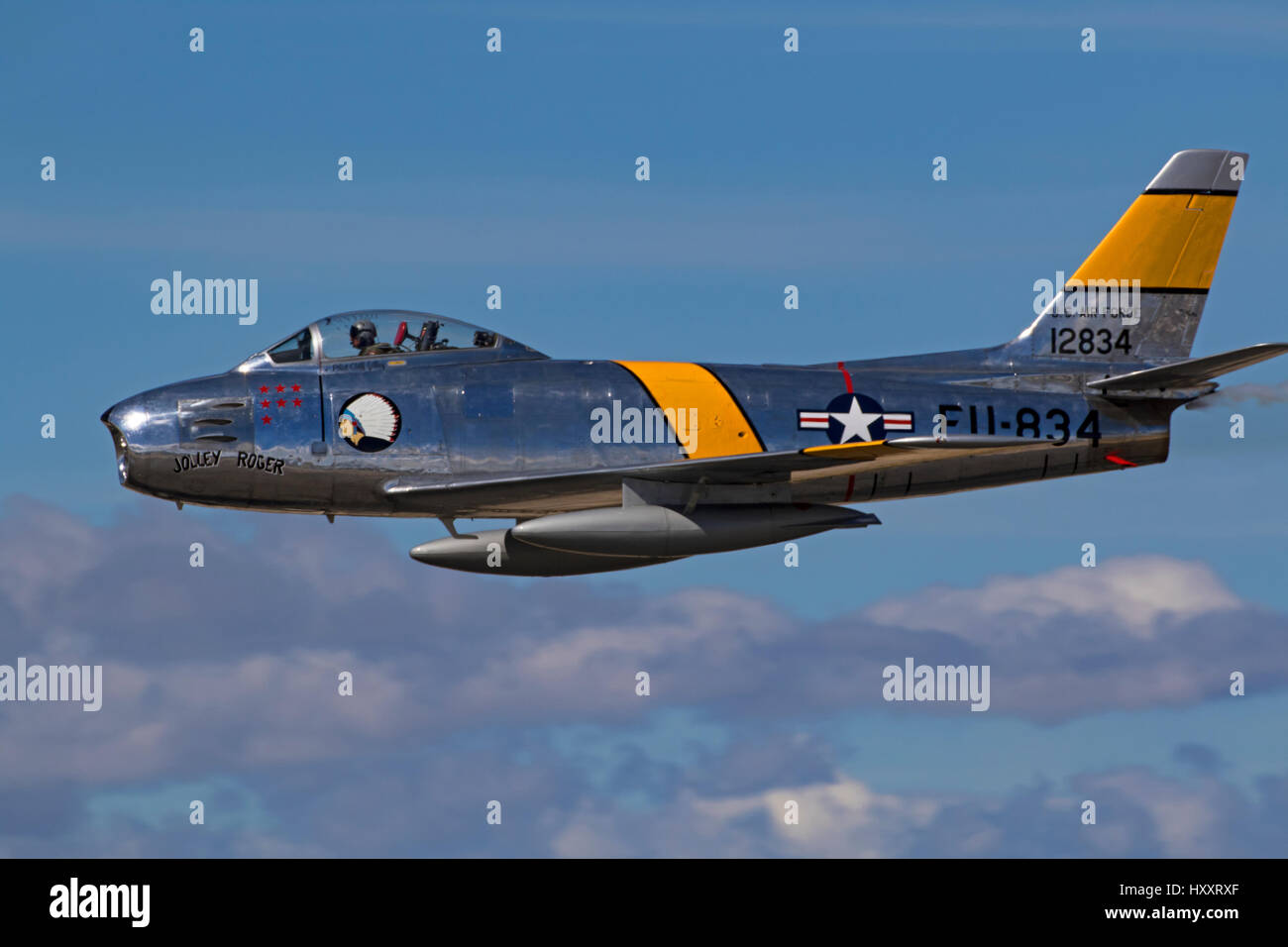 Airplane Korean War jet flying at Los Angeles Air Show Stock Photo - Alamy