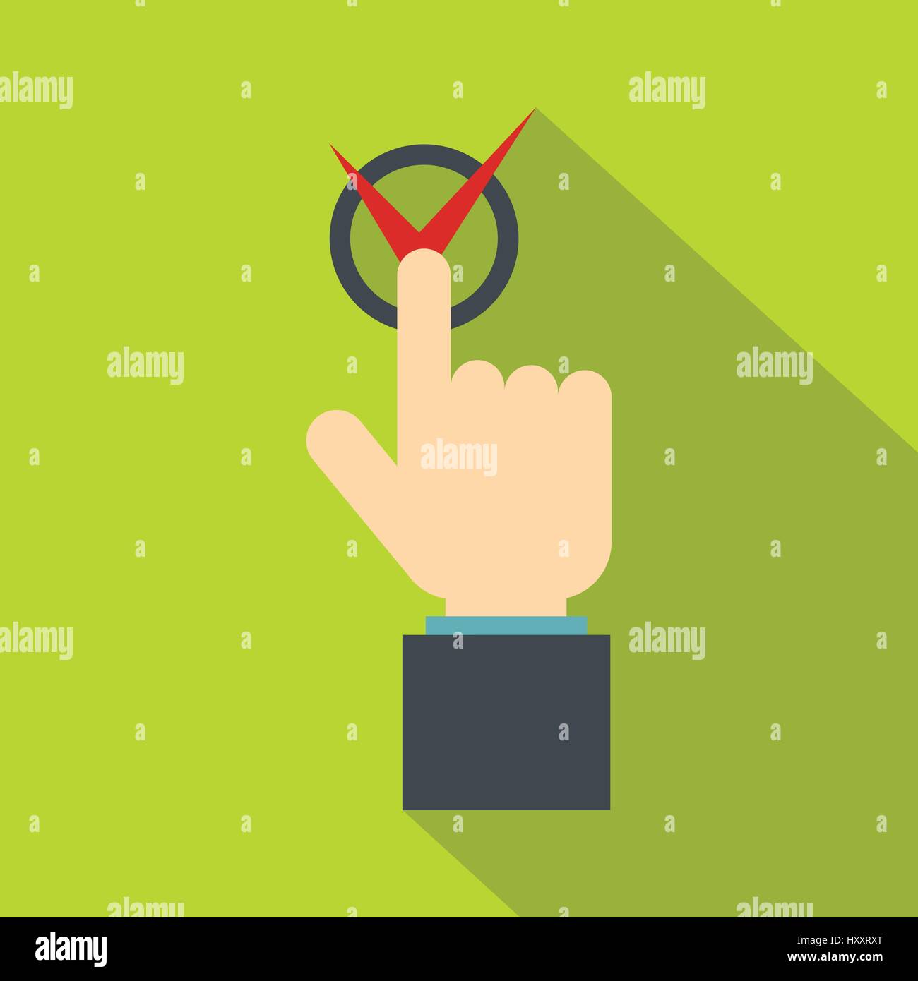 Hand finger pressing button with red tick icon Stock Vector Image & Art ...