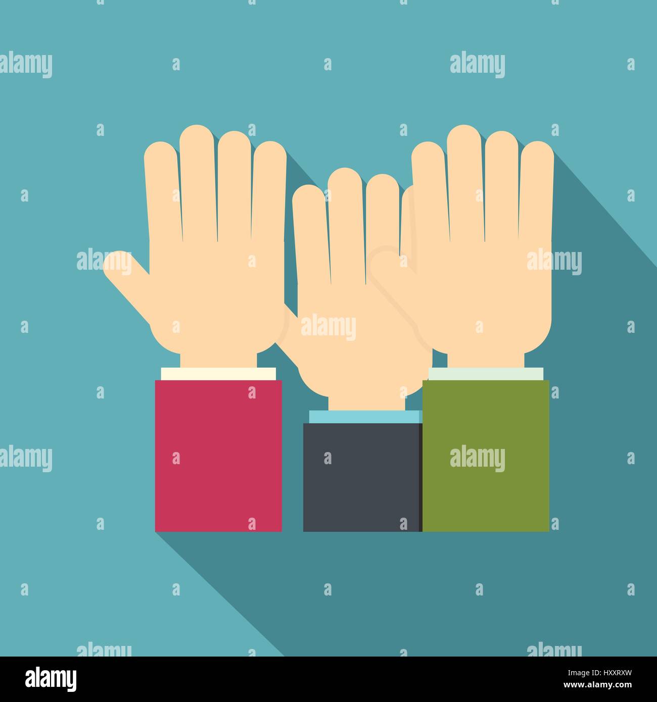 Businessmen hands up icon, flat style Stock Vector Image & Art - Alamy