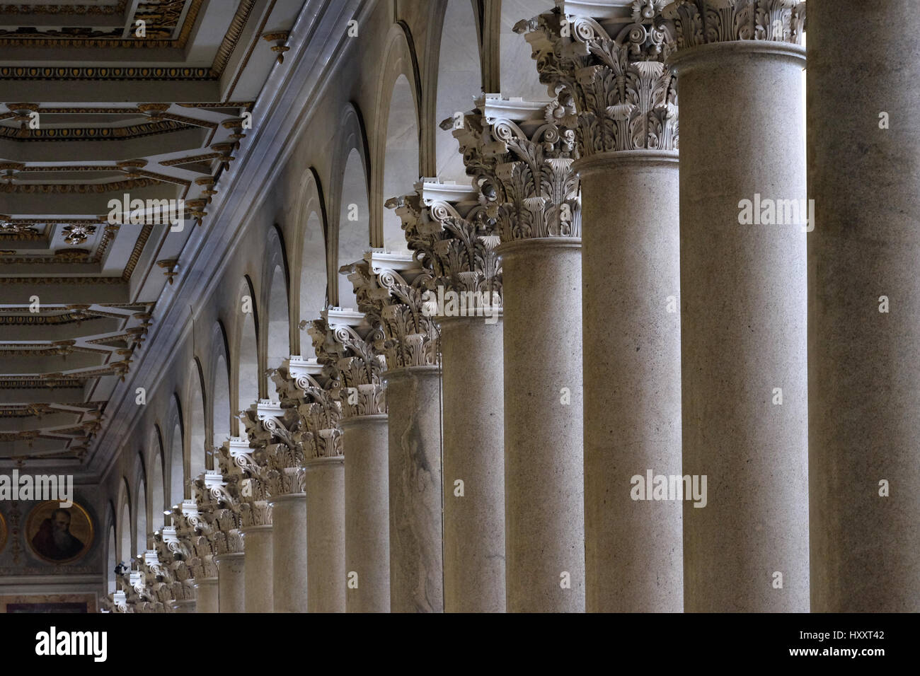 Marble columns in the basilica of Saint Paul Outside the Walls, Rome ...