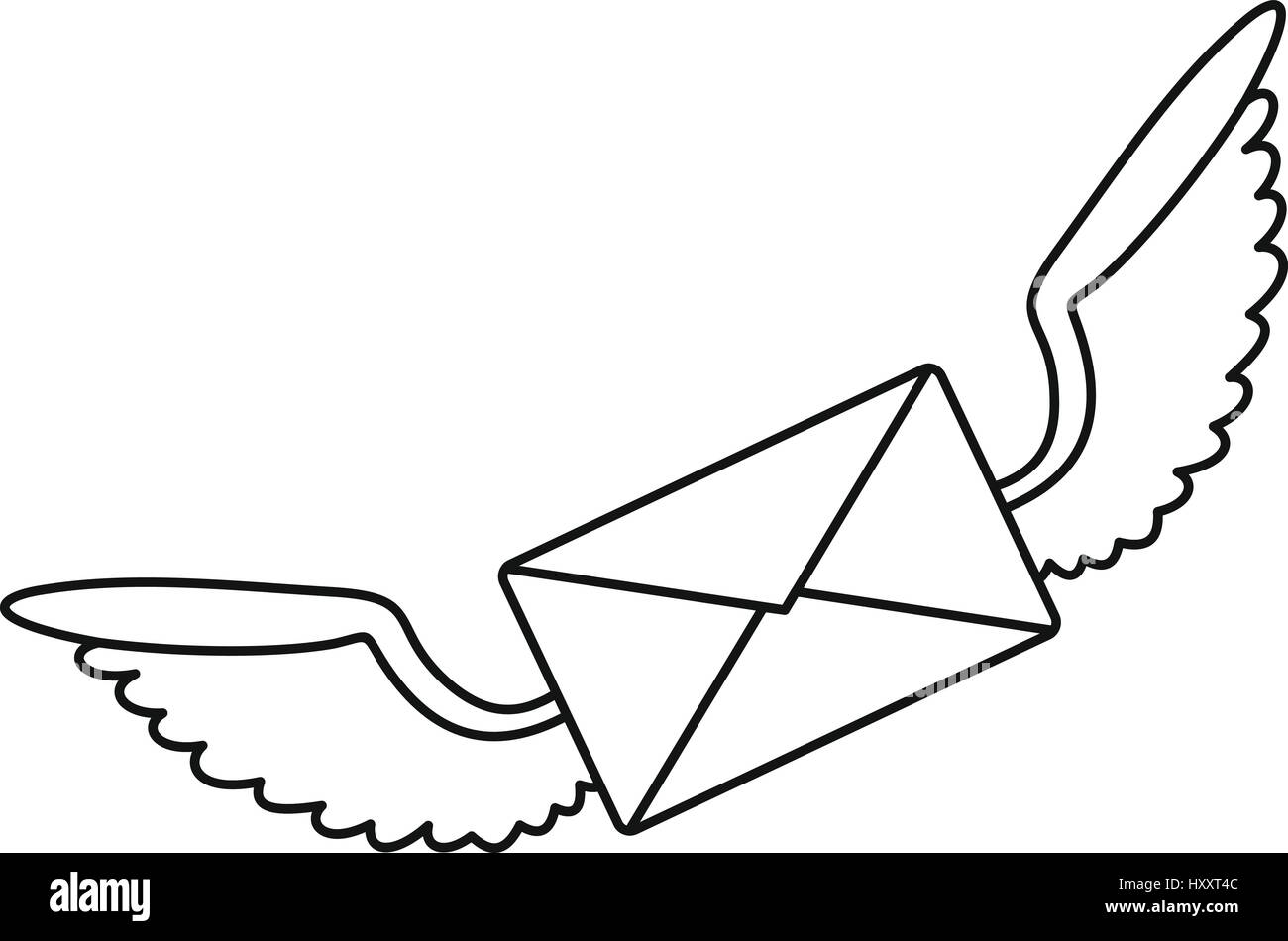 Winged mail envelope icon, outline style Stock Vector Image & Art - Alamy