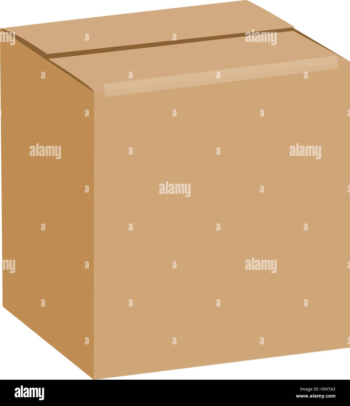 Brown sealed square box mockup, realistic style Stock Vector Image ...