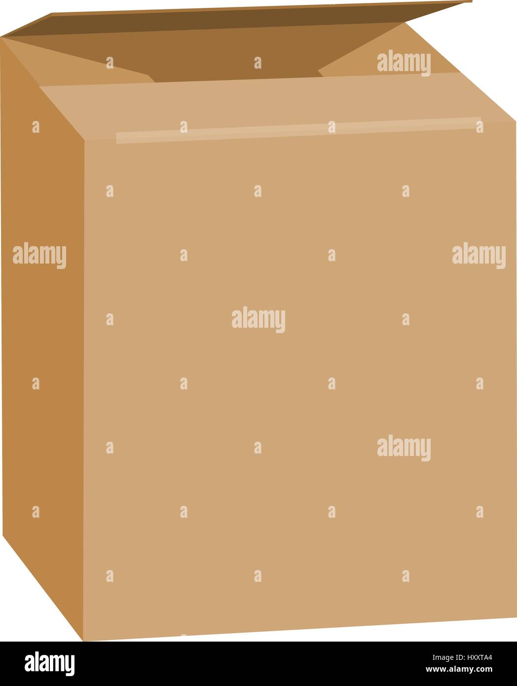 Opened brown rectangle box mockup, realistic style Stock Vector Image ...