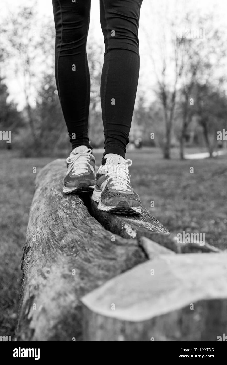 Balance training outdoor in a park Stock Photo - Alamy
