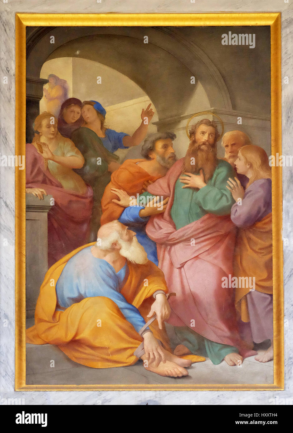The fresco with the image of the life of St. Paul: Paul is Warned about ...
