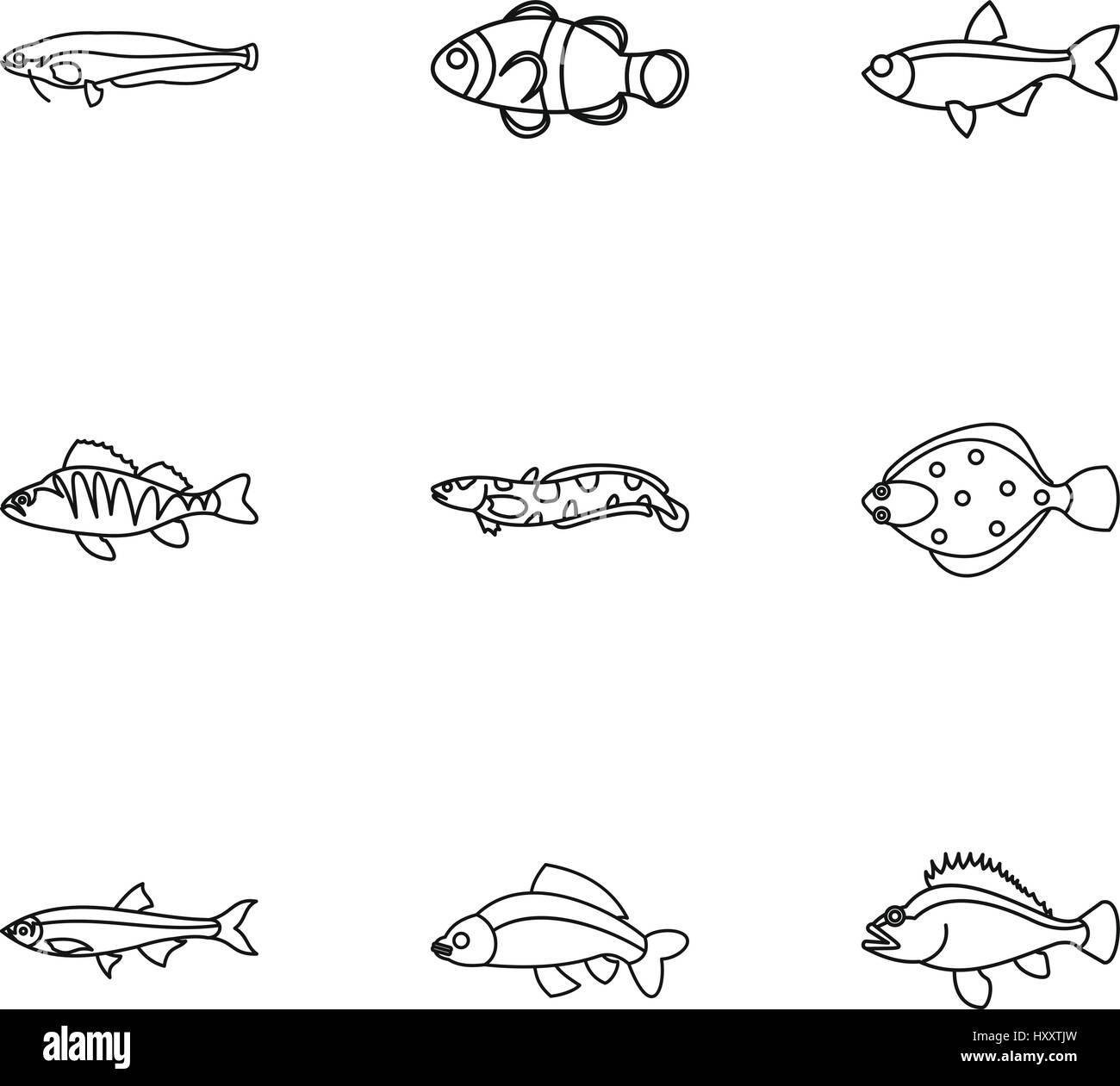 Black white drawing flounder Black and White Stock Photos & Images - Alamy