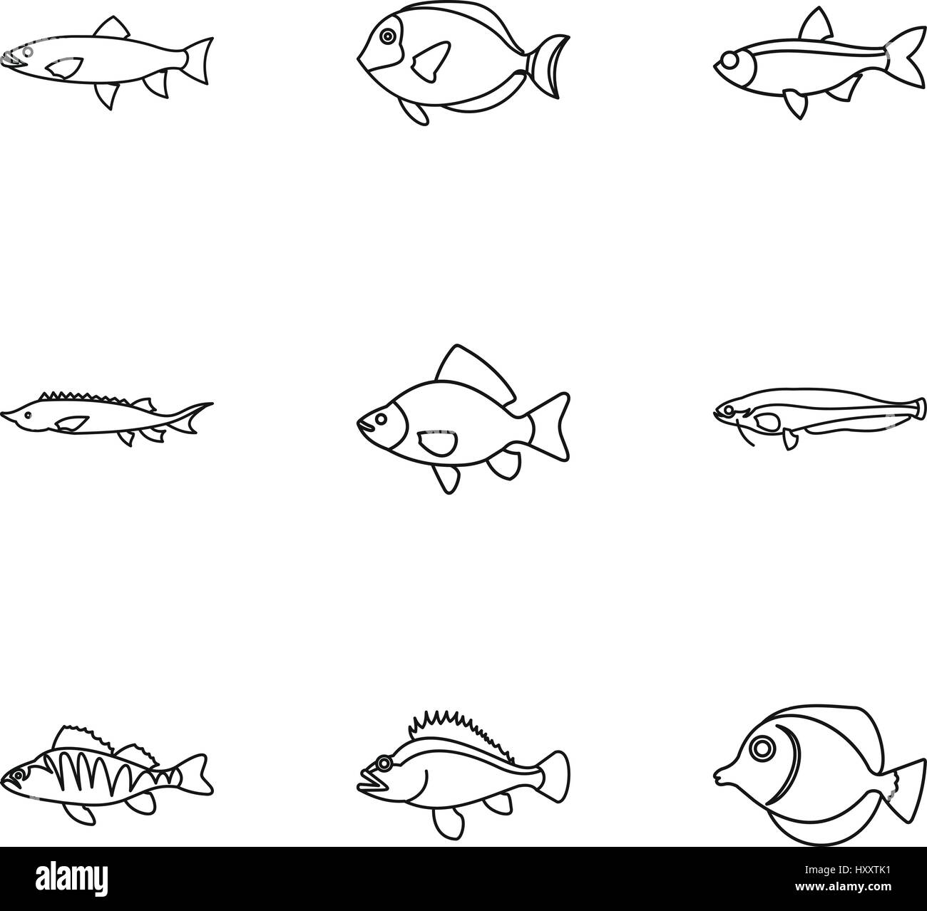 River fish icons set, outline style Stock Vector Image & Art - Alamy