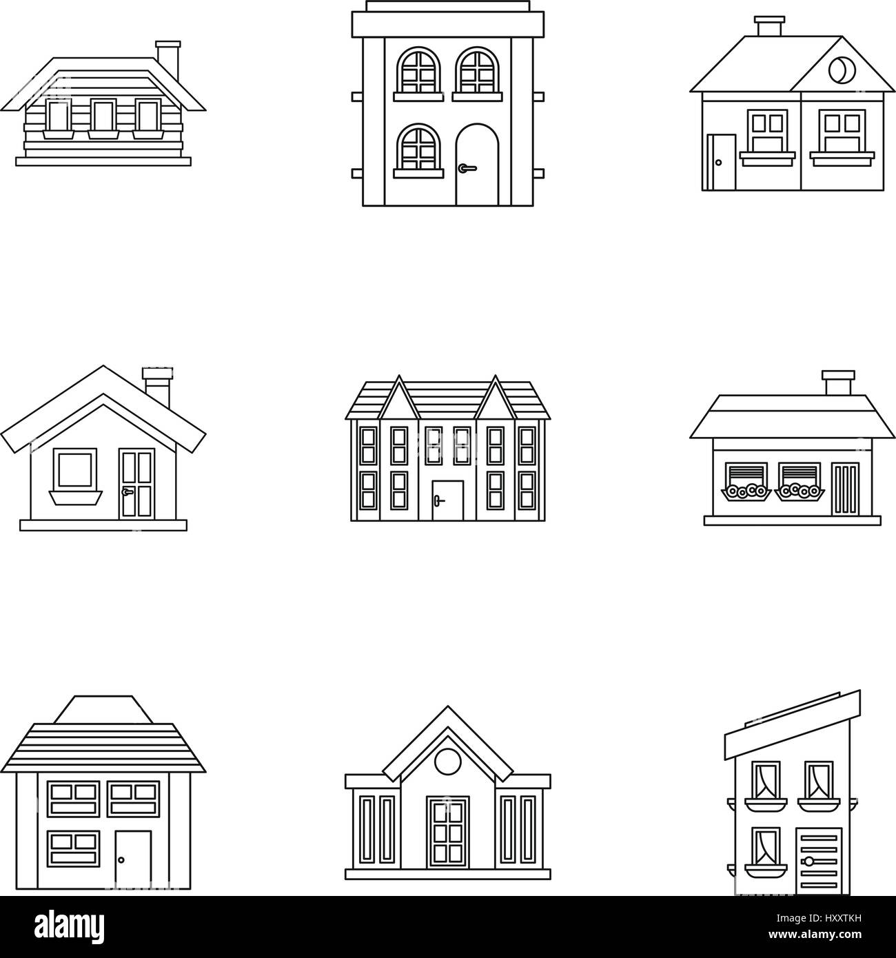 Residence icons set, outline style Stock Vector Image & Art - Alamy